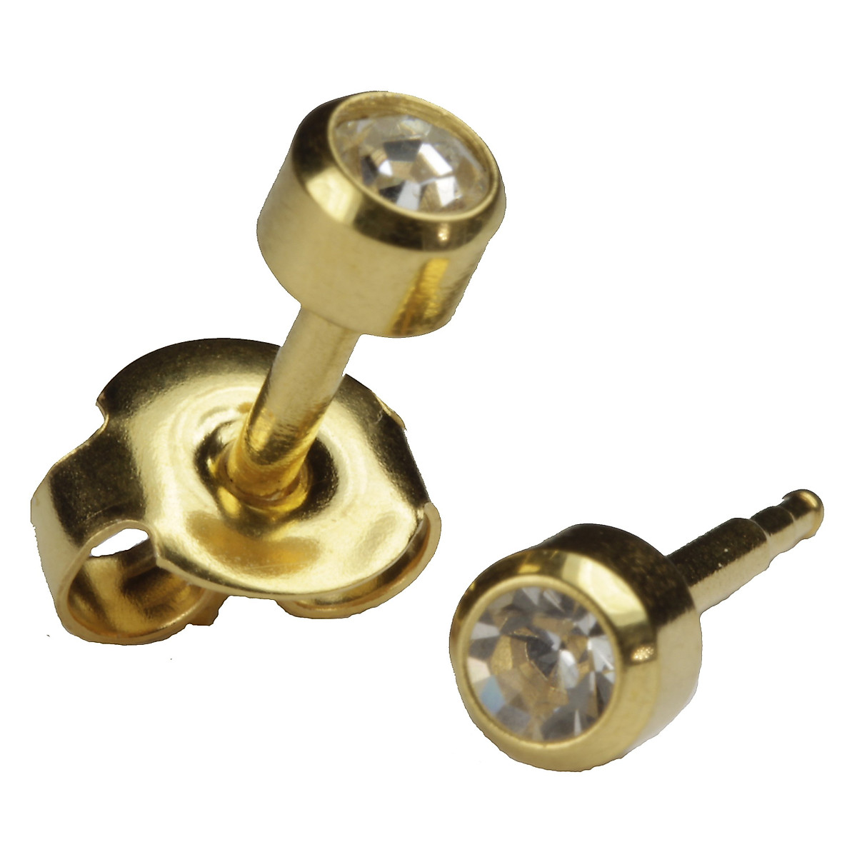 Ear Piercing Earrings 6 Pairs of 4mm 16ga Thick Post Gold Studex Studs Hypoallergenic