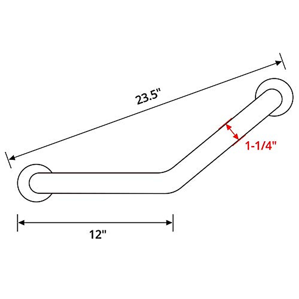 QWORK 23" Concealed Mount Safety Bath and Shower Grab Bar, Stainless Steel Shower Handle, Bathroom Balance Bar, Safety Hand Rail Support Bar for Handicap Elderly Injury, Wall Concealed Mount Handle