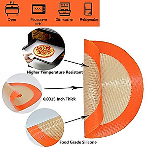 Round Silicone Baking Mats for 8 Inch Cake Pan, Food Grade, Non-Stick, Reusable Silicone Mat for Baking Pan for Bread/Tortilla/Macaron/Pastry/Pie/Bun or 9 Inch Pizza Pan, 2PCS