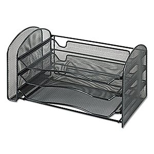 Safco 3265Bl Mesh Desk Organizer 1 Vertical/3 Horizontal Sections 16 1/4 X 9 X 8 Black
