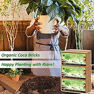 Riare 6pcs Organic Coco Coir Bricks Soil Blocks- 100% Natural Compressed Coco Peat Brick Coconut Fiber Substrate with Low EC& pH Balance, High Expansion Coco Coir Pith Coconut Husk for Garden
