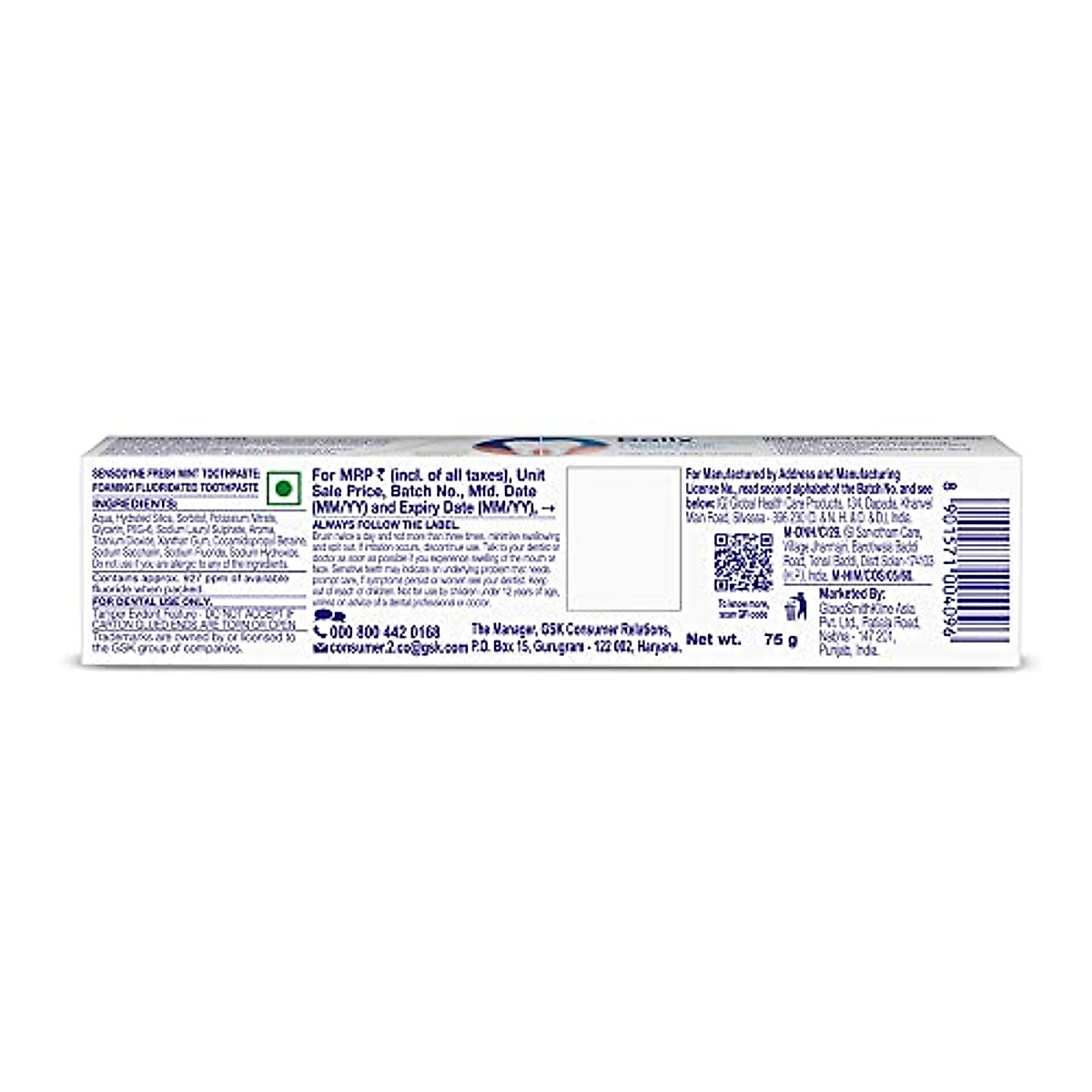 Sensodyne Fresh Mint Sensitivity Toothpaste for Sensitive Teeth and Fresh Breath 70g (Pack of 1)