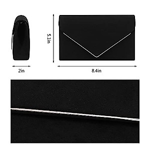 jascaela Women's Faux Suede Evening Clutch Handbags Envelope Evening Purses for Wedding Cocktail Prom Party - Black
