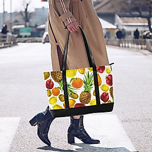 Watercolor Fruits Laptop Tote Bag for Women Work Travel Bag Canvas Teacher Tote Bags Handbags Purse with Fashion Zipper