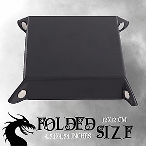 Dragon Dice Tray for RPG, Role Play Games, Table Top Gaming, Folding PU Storage Tray, Initial Leather Tray, Personalized Portable Organizer, Tray 4.75 Inches, Black Dragon Letter C