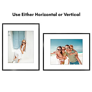 Americanflat Aluminum 11x14 Picture Frame with Shatter-Resistant Glass - Use as 8x10 Frame with Mat or 11x14 Frame Without Mat - Brooklyn Collection - Photo Frame for Wall Display - Black