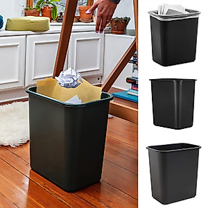 Trash Can/Open Top 7-Gallon Recycle Bins for Kitchen-Garbage,Dorm Trash Can Bins Fits Under Desk and Small Narrow Spaces in Kitchen Home Office and Dorm Easy to Clean Black (6 L)
