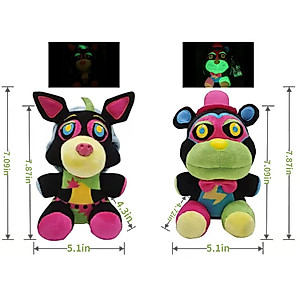 Kahopy Glow in The Dark Plush Freddy Stuffed Animals Black Light Plush Toy, 2 Golden Bear Figures, Collectible Gifts for Kids Fans