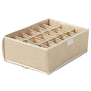 degtnb Underwear Drawer Organizer, Sock Organizer Large Capacity Wear Resistant Cotton Flax 6-Grids Socks Bra Underpants Organizer Box