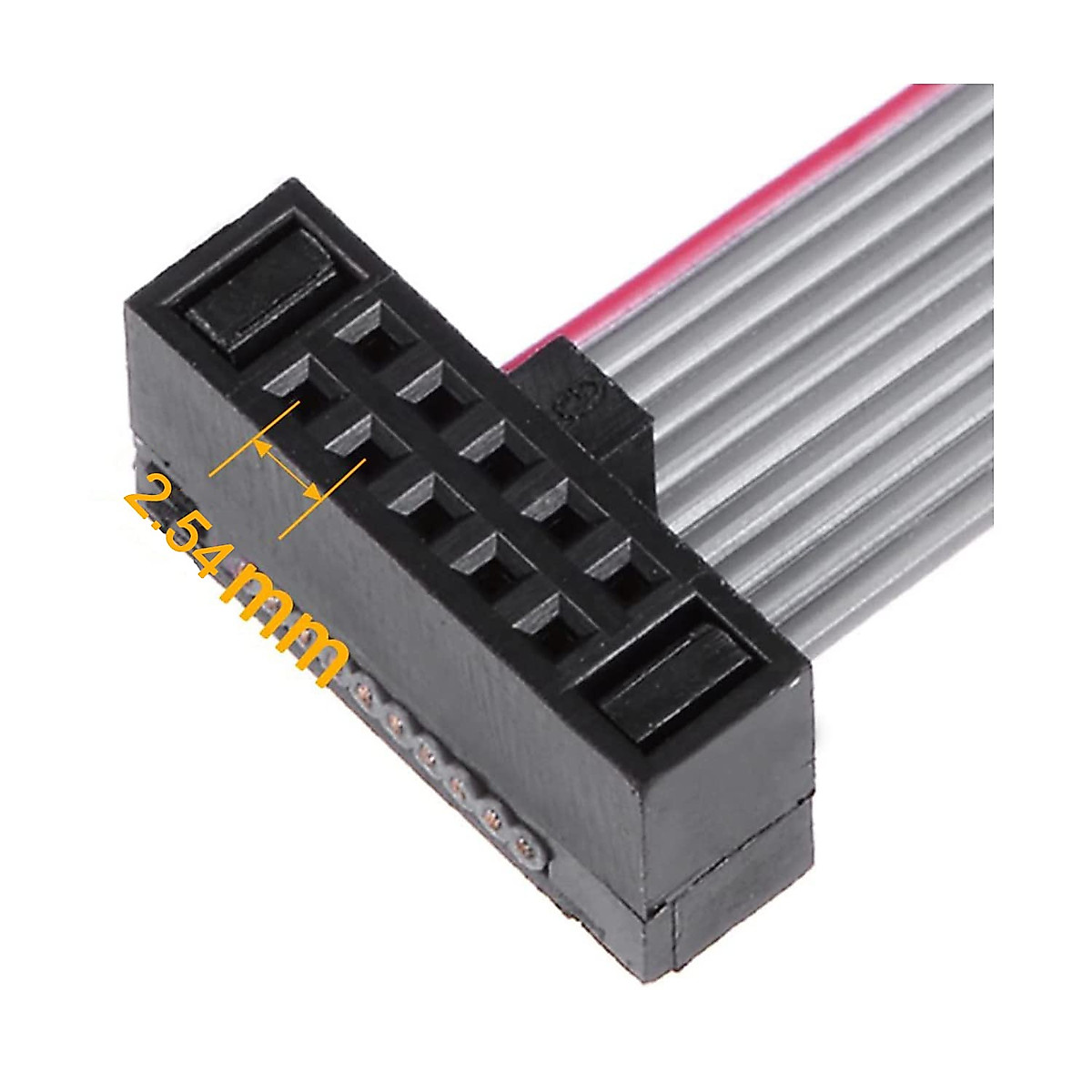 Heyiarbeit 2pcs IDC 16 Pin Connector Gray Wire Flat Ribbon Cable Connector Length 30cm 2.54mm Pitch