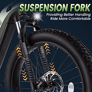 VELOWAVE Grace 2.0 48V 20AH Electric Bike for Adults 750W Bafang Motor Ebike with Fender Shimano 7-Speed 26" x 4.0 Fat Tire Step-Thru Electric Bicycle (Turquoise/Green)