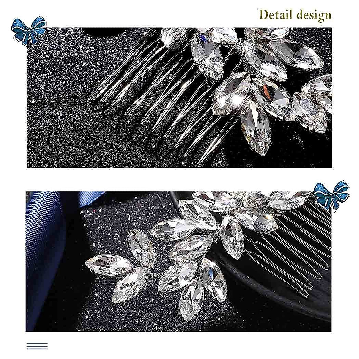 Latious Crystal Bride Wedding Hair Comb Silver Rhinestone Bridal Hair Clip Sparkly Hair Piece Gem Hair Accessories for Women and Girls (Silver)