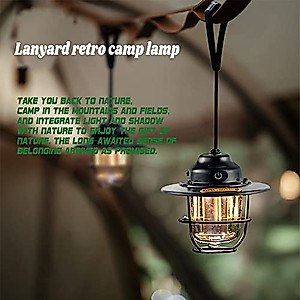 ALSODI Outdoor Camping Light, Extra-Long Endurance Lanyard Camping Light, Adjustable Brightness Tent Atmosphere Retro Hook Lantern