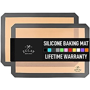 Zulay Kitchen (2 Pack) Silicone Baking Mat Sheet Set - Reusable Baking Mat Nonstick - Half Sheet Baking Mat For Oven - 16.5" x 11.6" (Dark Gray)