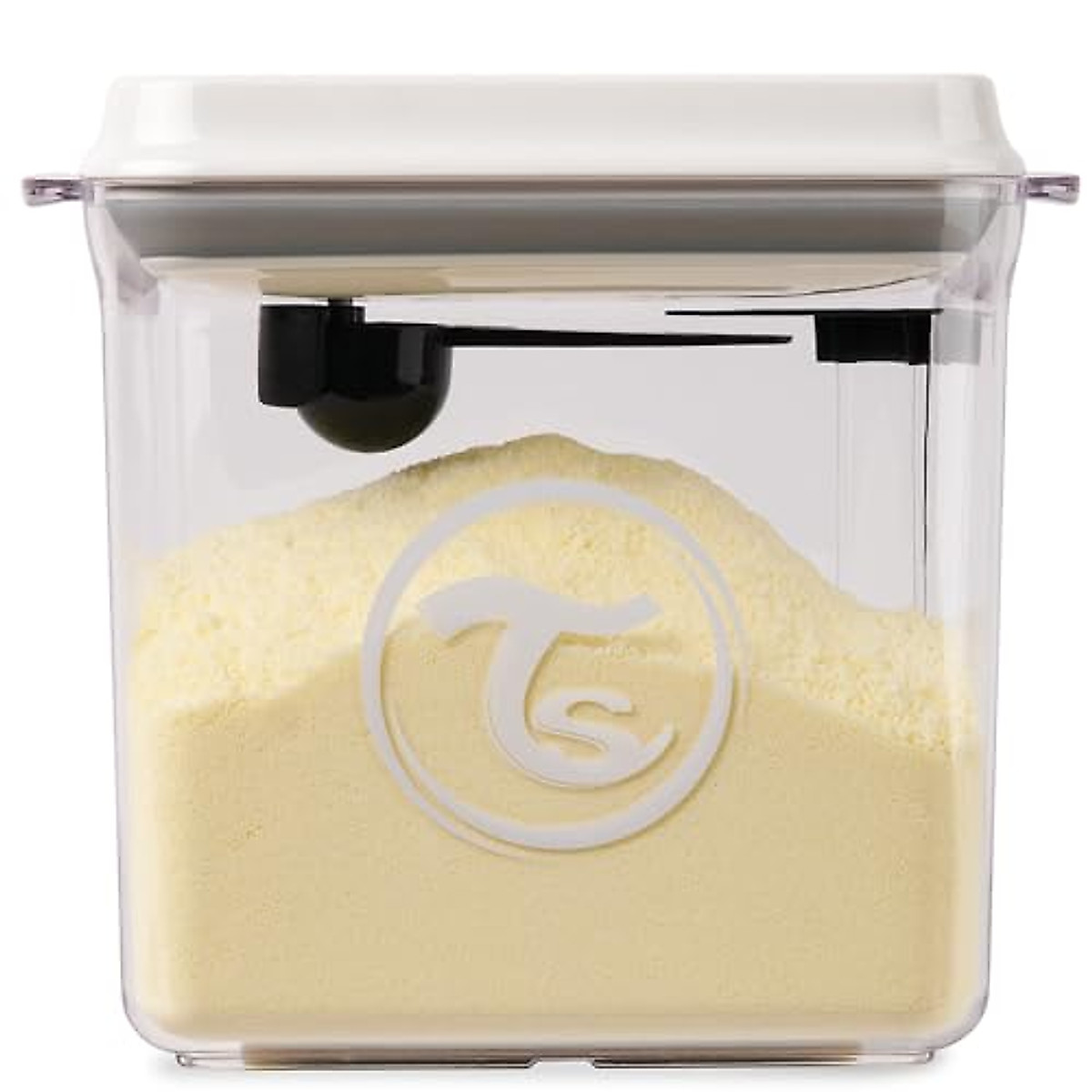 TWISTSHAKE Milk Powder Storage Container with Spoon 1700 ml - Sealed Milk Powder Dispenser with Airtight Lid - One-Handed Operation - BPA Free - White