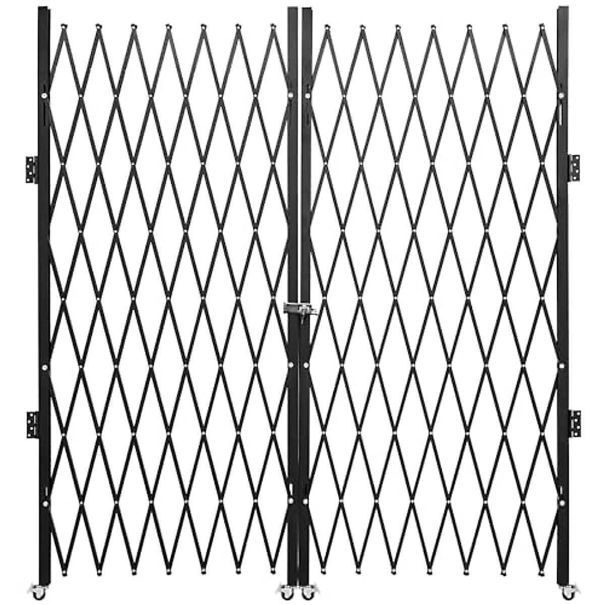 VEVOR Double Folding Security Gate, 63.39" H x 122" W Folding Door Gate, Steel Accordion Security Gate, Flexible Expanding Security Gate, 360° Rolling Barricade Gate, Scissor Gate or Door with Keys