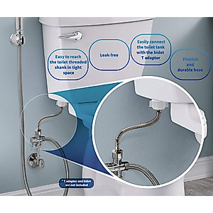 Jet Spargo Toilet Supply Hose Extension Connector - 6 Inches 7/8 Male To 7/8 Female - Flexible Adapter - Stops Leaking Of Bidet Sprayer T Adapter - Can Be Used For Skirted Toilet