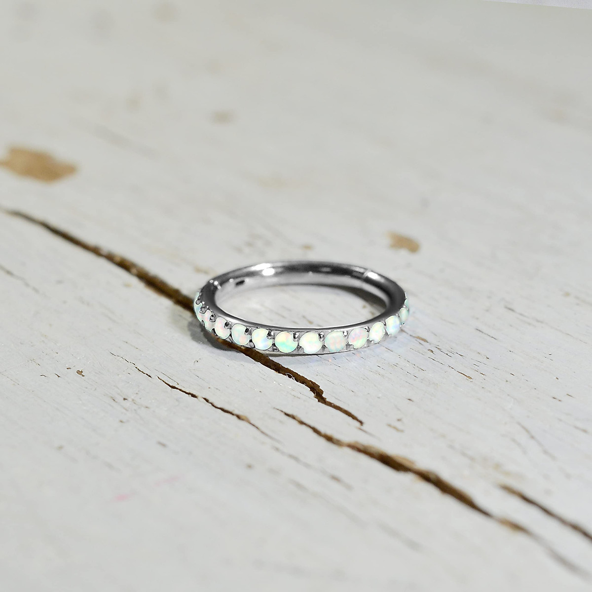 AVNIS Helix Ring Hoop ?€“ Premium Stainless Steel Hinged Nose Ring Hoop ?€“ 16G Opal Stone Septum Ring ?€“ Tragus Earrings for Women ?€“ Versatile Nose Piercing Jewelry