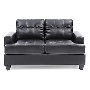 Glory Furniture Sandridge Faux Leather Loveseat in Black