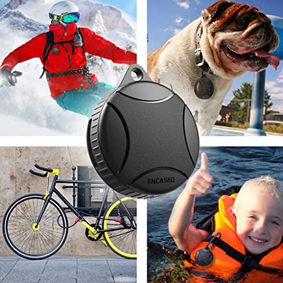 Encased Waterproof Airtag Case Compatible with Apple Airtag Keychain Holder Black - 2 Pack