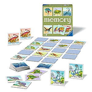 Ravensburger Dinosaur Memory Game – Fun & Fast Brain Teaser for Kids 3+ | Vibrant Dinosaur Images | Easy to Learn for Birthdays and Holidays | Quality Family Time Activity