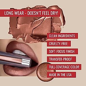 Runway Rogue Silk Glam Liquid Lipstick, Long Wear Frosted Rich Golden-Bronze Lipstick, ‘Film Noir’