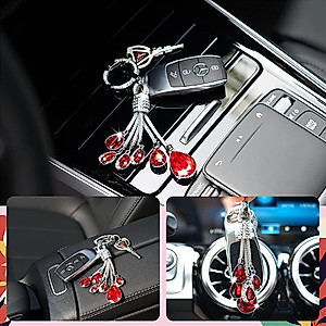 Bling Crystal Car Keychain for Women, Keychain Accessories With Rhinestones, Fashionable Car Key Chain for Car Keys Fit BMW Honda Audi Lexus Ford Mercedes Benz Nissan Cadillac Toyota (2 Red)