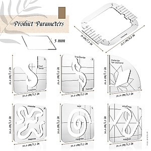 Halandar 6 Pcs Free Motion Quilting Template Series with 1 Quilting Frame 1 Ruler Foot 15 Non-Slip Mats 1 Instruction, 3mm Acrylic Templates for DIY Quilting Tool on Sewing Machine Ruler