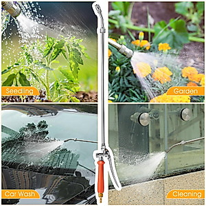 44 Inch Sprayer Wand, 3/8" & 1/4" Brass Barb Universal Sprayer Wand Replacement, Stainless Steel Sprayer Parts with Shut off Valve & 2 Hose Clamps, Spray Wands for Garden Hose, 1/2" Connector