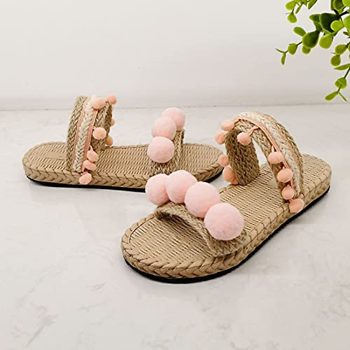 Women Sandals Shoes New Ladies Slippers Fashion Flat Christmas Fuzzy Socks for Girls - 3 Pairs of Women Cabin Slipper (Pink, 7)