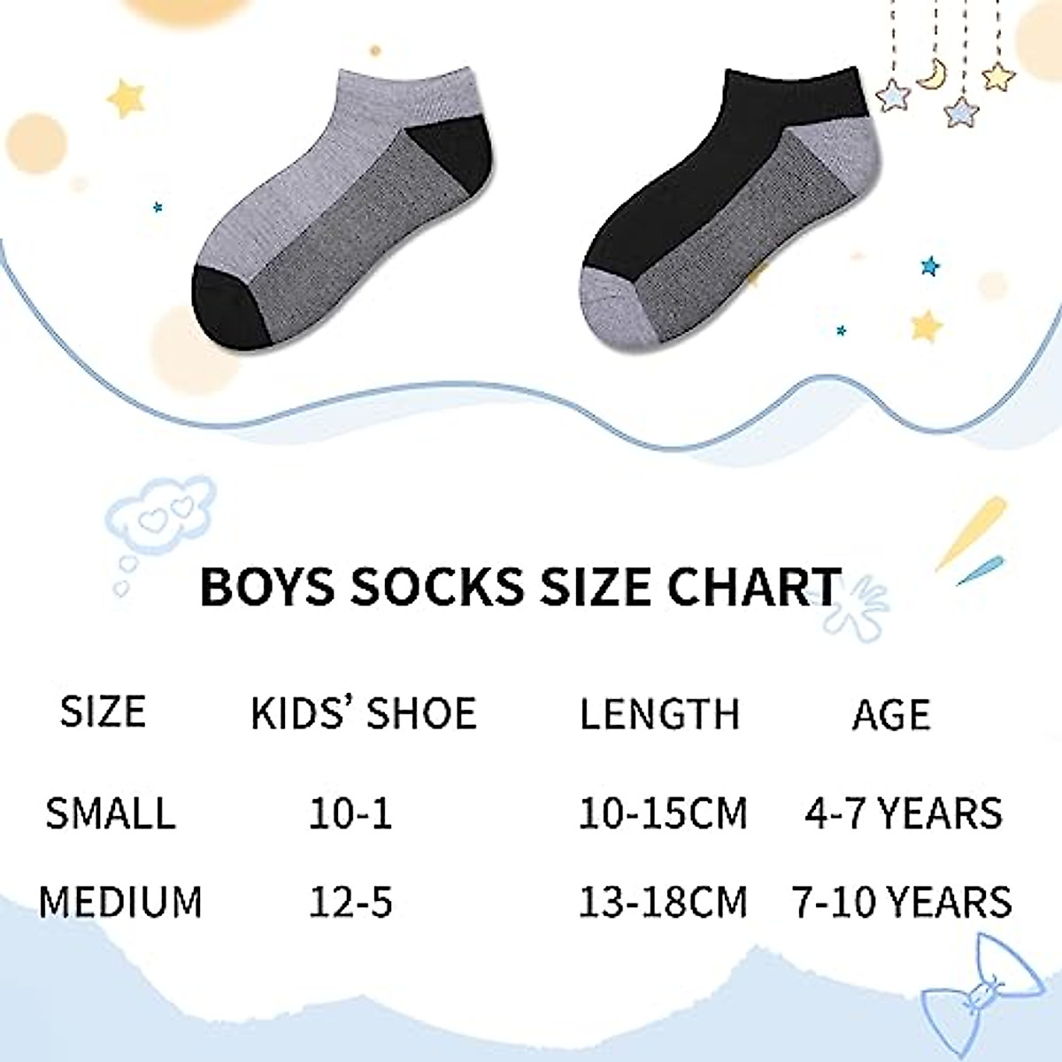 Comfoex Boys Socks 8 Pairs 6-8 4-6 8-10 Years Old Ankle Athletic Low Cut Socks Short Half Cushioned Socks