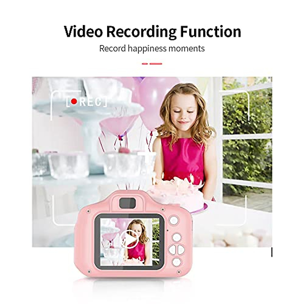 dsfen X2 Mini Kids Camera 2 inch HD Color Display Rechargable Mini Camera Video Camera Lovely Camera with 32GB Memory Card Pink