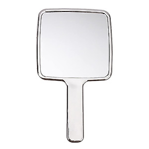 lasenersm 1 Piece Hand Mirror with Handle Square Hand Held Mirror for Makeup Hairdressing Handheld Mirror with Handle Stylish Hand Mirror for Women for Home Hair Salon Use, 3.9 x 6.7 Inches