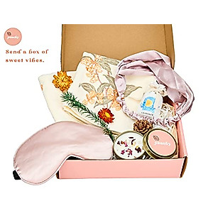 Personalized Gifts | Care Package for Women, Gifts for Girlfriend, Best Mom Ever Gifts, Birthday Gift Basket 6-PCS Includes Scented Candle and Sachet, Sleep Mask, Makeup Headband, Wash Cloth Set of 2