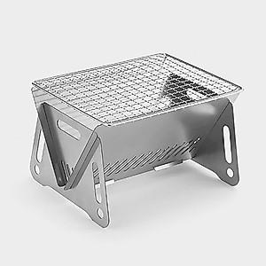 Mini Charcoal Grill, Stainless Steel Barbecue Grill,Portable and Foldable BBQ Barbecue Oven for Outdoor Cooking Camping Hiking Picnics (210mm*160mm*125mm)