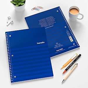 Hamelin, Spiral Notebooks College Ruled, 70 sheets, 8"x10" Assorted Colors, Value Pack 3
