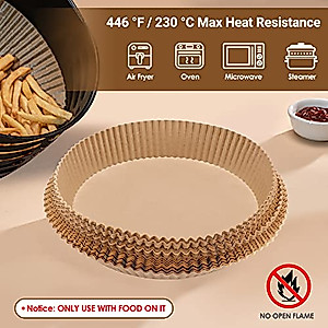 (100Pcs) Puricon Air Fryer Disposable Paper Liners, 6.3” Non-Stick Round AirFryer Parchment Paper for Baking Microwave, Food Grade Oil-Proof Unbleached -6.3 Inch