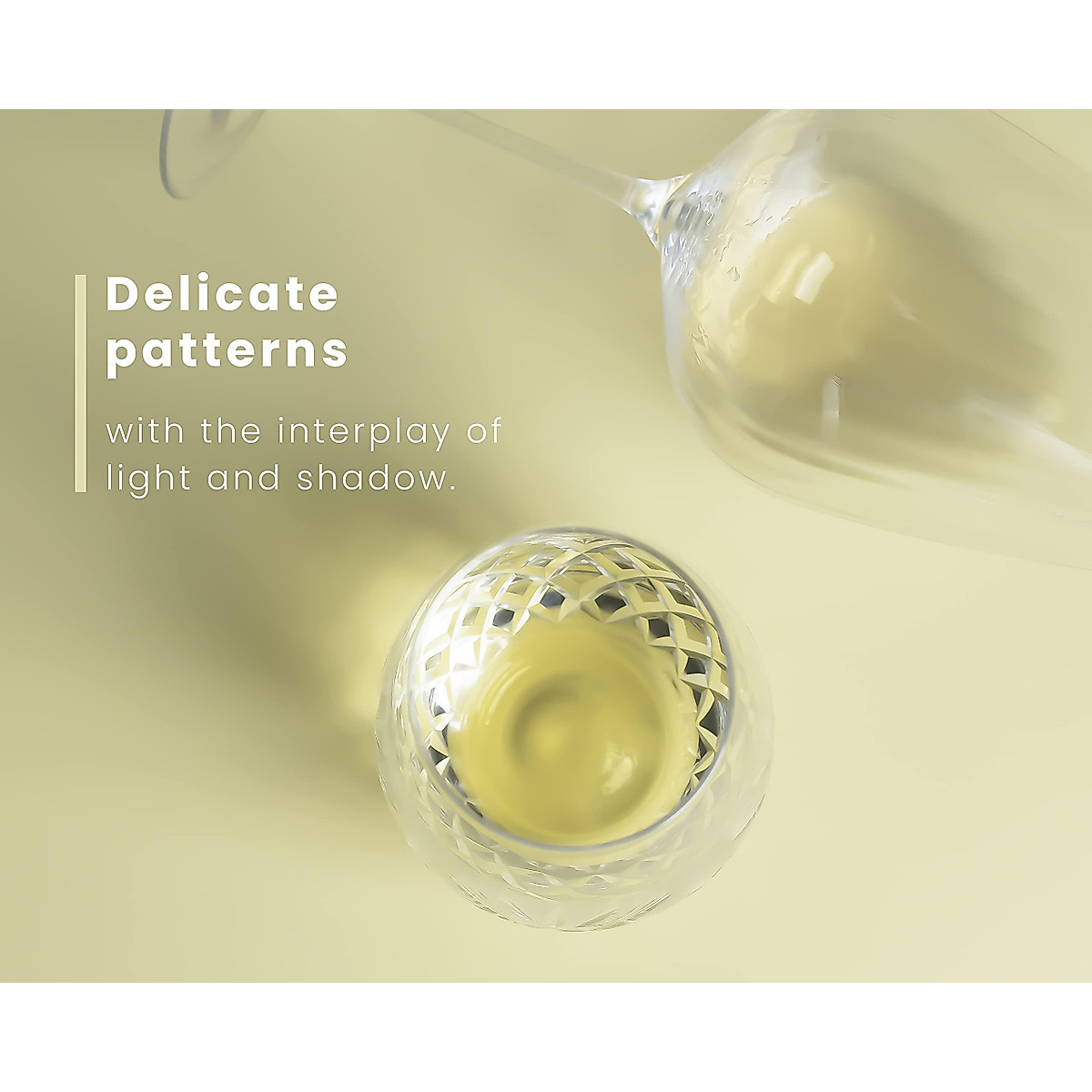 SHOSHIN - Hand Cut Stemless Wine Glass Set of 4, Large 18 oz Crystal Wine Glass, Wine Tumblers for Red and White Wine, Water Glasses, Drinking Glasses