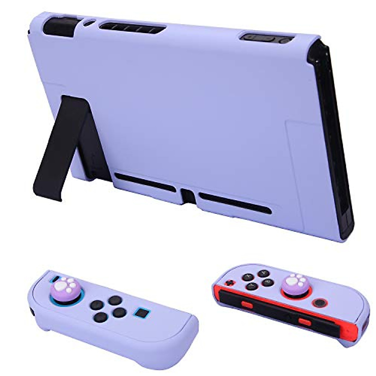 Dockable Case for Nintendo Switch - COMCOOL 3 in 1 Protective Cover Case for Nintendo Switch and Joy-Con Controller with Screen Protector and Thumb grips - Purple
