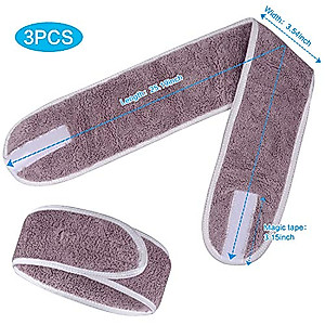 SINLAND Facial Spa Headband For Washing Makeup Cosmetic Shower Soft Women Hair Band 3 Pack