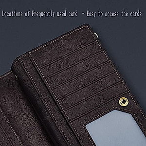 VANNANBA Mens Long Wallet Zipper Full Grain Leather Bifold Checkbook Cards Organized Holder Purse for Business Travel Gift