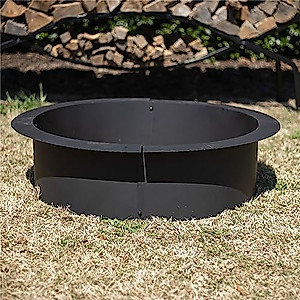Ash & Ember 46" Outside Dia Steel Fire Pit Liner x 41" Inside - 4 Panel Liner 1.5mm thick Steel, DIY Above or In-Ground Outdoor Fire Pit, High temperature Finish, Portable Wood Burning Fire Ring