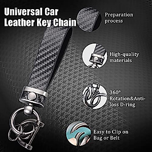JDDRY Carbon Fiber Style Car Keychain Microfiber Leather Key Chain,Universal Key Chains for Key Fobs for Men and Women,360° Rotatable Swivel, Anti-Lost D-Ring, 2 Keyrings(Carbon Fiber Black,1Pack)