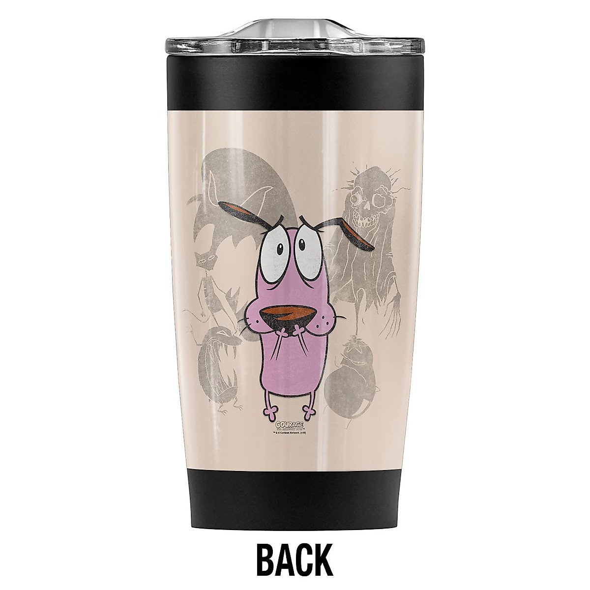 Logovision Courage the Cowardly Dog Monsters Stainless Steel Tumbler 20 oz Coffee Travel Mug/Cup, Vacuum Insulated & Double Wall with Leakproof Sliding Lid | Great for Hot Drinks and Cold Beverages