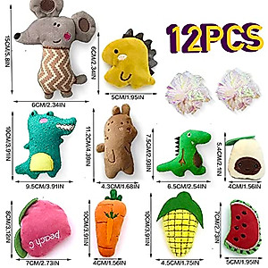 AZOFFYIU Cat Toys, Interactive Cat Toy for Indoor Cats, Soft and Durable Crinkle Sound Catnip Toys, Catnip Filled Mouse Cat Teething Chew Toy (Pack of 12)