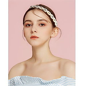 Amcami 5 Pieces Rhinestone Elastic Headbands Handmade Crystal Beaded Hairbands Vintage Jewelry Hair Accessories Party and Daily Headwear