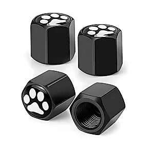4 PCS Bear's Paw Car Wheel Tire Valve Stem Caps, Airtight Dust Proof Leak Proof Covers, Stainless Steel Corrosion Resistant Tire Decorations, Car Accessories for SUV Motorcycle Bicycle (Black)