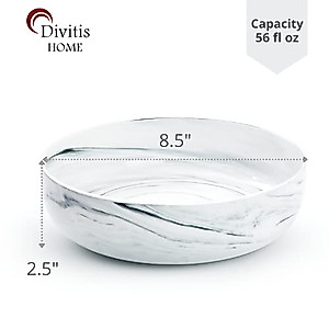 Divitis Home Fusion Pasta Salad Bowls set of 4, 56 fl oz, 8.5 inches, black porcelain (plates and bowls set; salad bowls; serving bowls; pasta bowls)