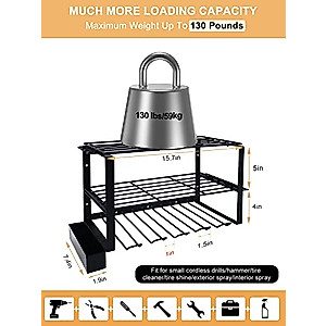 Power Tool Organizer, 3 Layers Power Tool Holder Drill Holder Wall Mount, 130lbs Weight Limit Cordless Drill Storage, Heavy Duty Metal Floating Tool Shelf Power Tool Storage with 6 Drill Rack