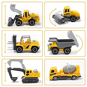 22 in 1 Construction Trucks Push and Go Car Carrier Truck Toy with Mini Alloy Diecast Trucks, Play Vehicles Set with Sounds and Lights, Gifts for Boys Toddler Kids